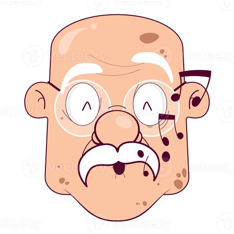 Oldman Bald Whistling Face Cartoon Cute Png