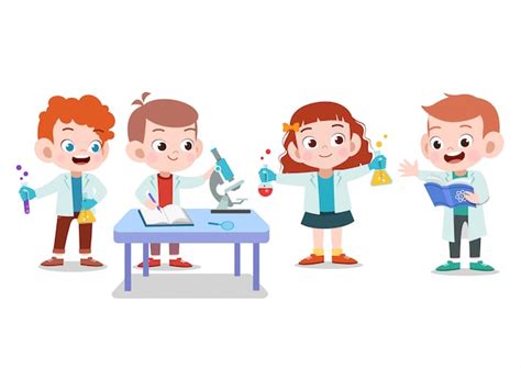 Investigación científica para niños Vector Premium