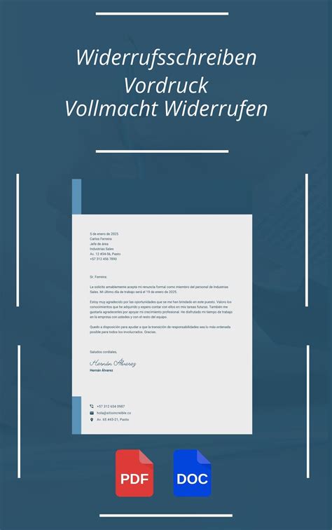 Widerrufsschreiben Vordruck Vollmacht Widerrufen Muster