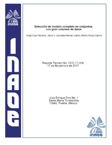 PDF Seleccion De Modelo Completo En Conjuntos Con Gran Volumen Ccc