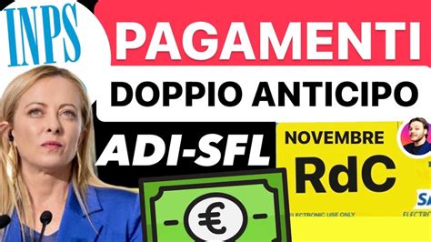 INPS PAGAANTICIPO NOVEMBRE RdC SFL 350AUUNovità ASSEGNO DI