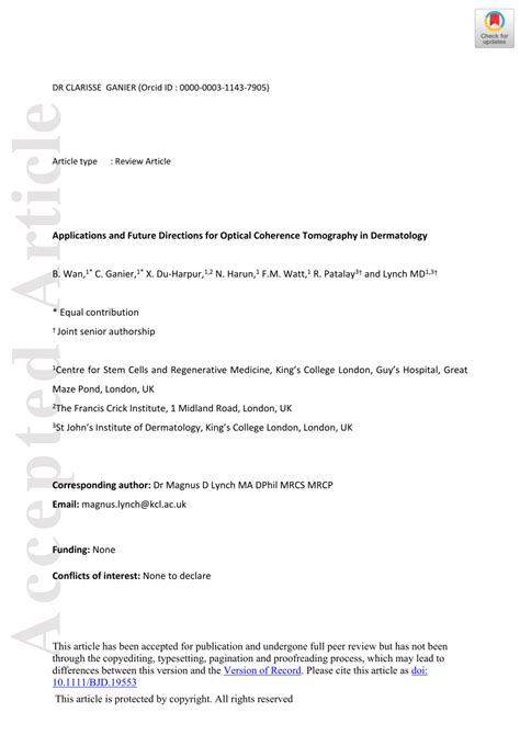 PDF Applications And Future Directions For Optical Coherence