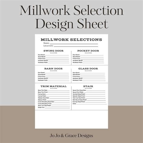 Millwork Trim Selection Sheet Building Product Sheet Millwork