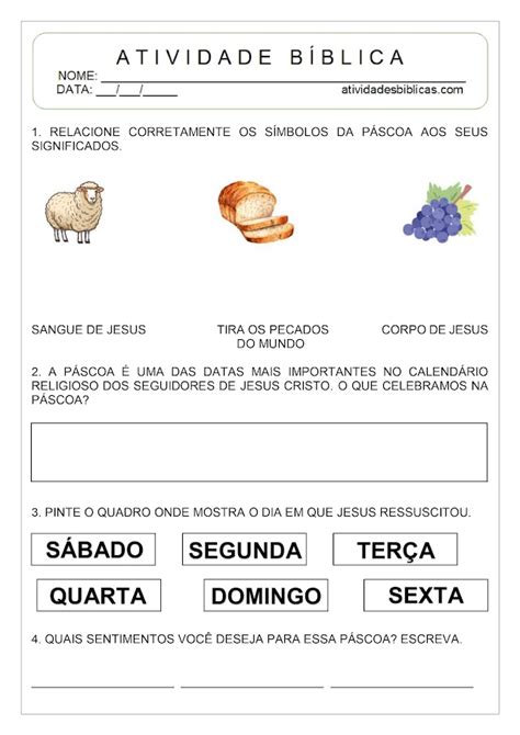 Atividades Infantis sobre a Páscoa para Imprimir Atividades Bíblicas