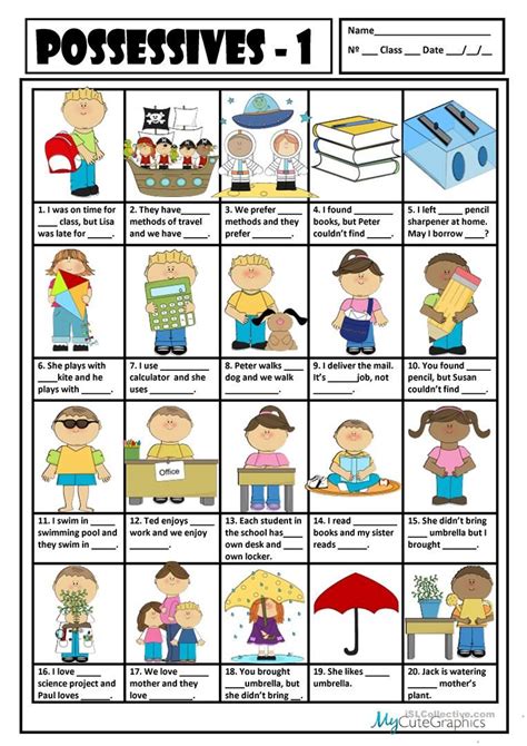 Free Possessive Pronouns Worksheets