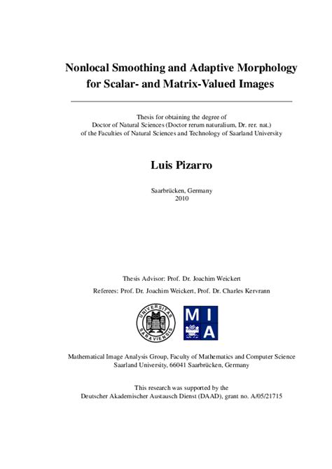 pdf nonlocal smoothing and adaptive morphology for scalar and matrix valued images luis