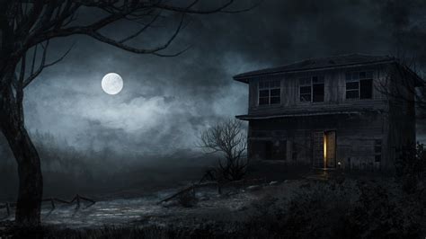 Horror Moon Moonlight Haunted House Ghost House Night Full Moon