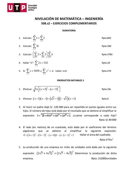 S08 S2 Material Complementario NIVELACIN DE MATEMTICA