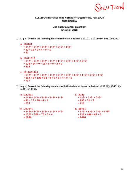 homework 1 with solution introduction to computer engineering ece 2504 docsity