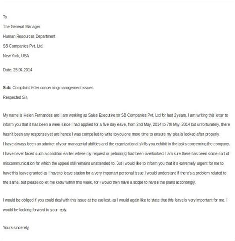 Employee Complaint Letter 14 Free Word Pdf Documents Inside Formal