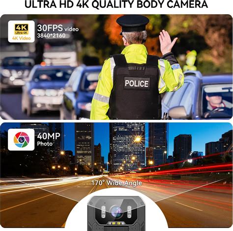 SYDYAM Cámara corporal 4K cámara corporal de 64 GB con grabación de