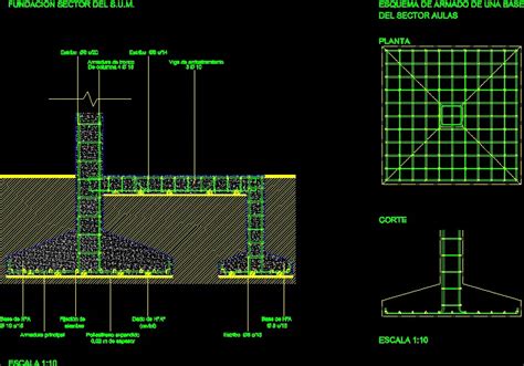 Fundacion Zapata Aislada En DWG 101 00 KB Librería CAD
