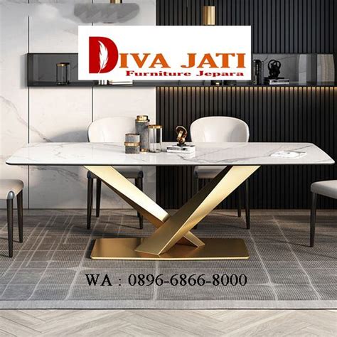 Jual Kaki Meja Stainless Persegi Panjang Gold Desain V Unik Elegan