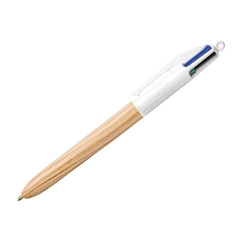 BIC Stylo à bille rétractable 4 Couleurs imitation bois