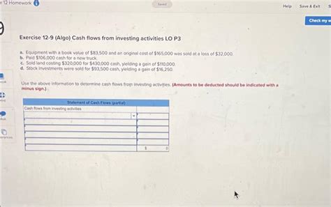 Solved R12 Homework Seved Exercise 12 9 Algo Cash Flows Chegg