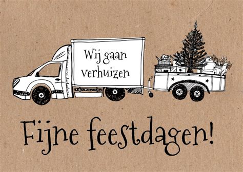Kerst Verhuiskaart Verhuiswagen Kerstkaarten Kaartje2go