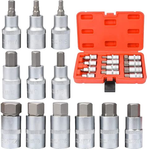 VORXEON 13 Pièces Douilles à six pans 2mm à 14mm Douille allen Douille