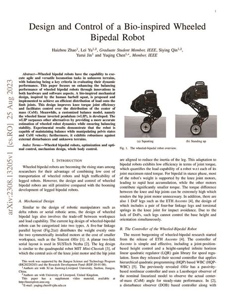 Design And Control Of A Bio Inspired Wheeled Bipedal Robot Deepai
