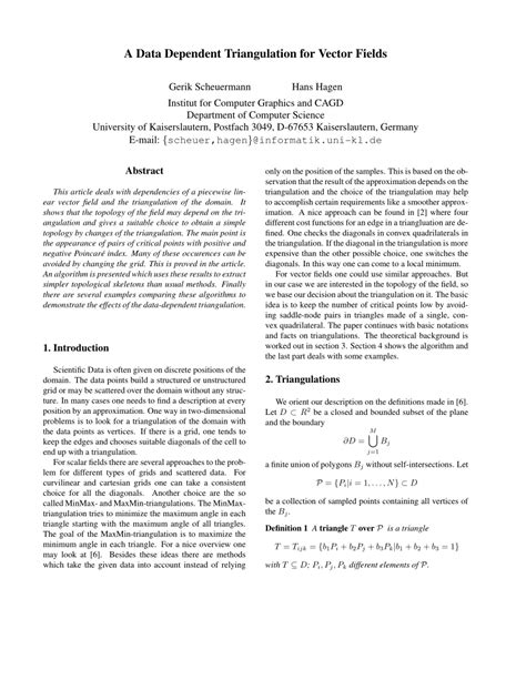 pdf a data dependent triangulation for vector fields