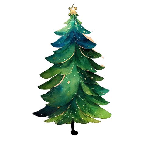 Watercolor Green Christmas Tree Christmas Tree Christmas Hand Drawn