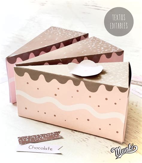 Cajita para golosinas porción de torta de cumpleaños para imprimir
