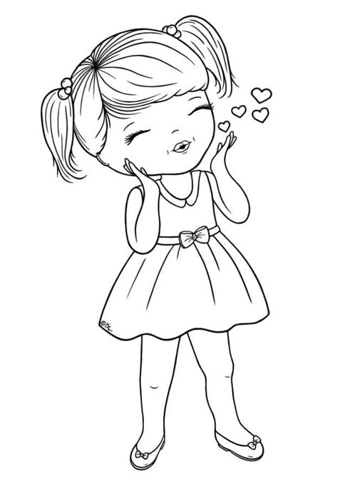 Coloriage Petite Fille Tr S Mignonne T L Charger Et Imprimer Gratuit