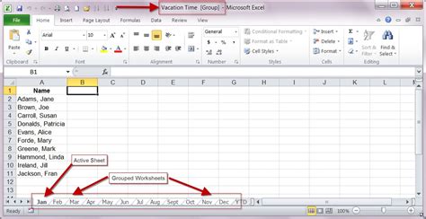 Select All The Worksheets In The Excel Window