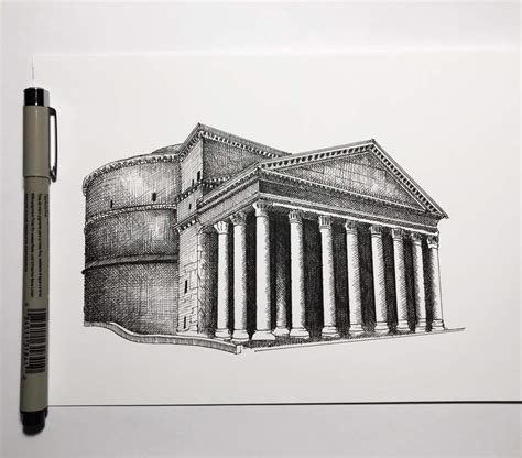 Drawing Of The Pantheon In Rome Art Amino
