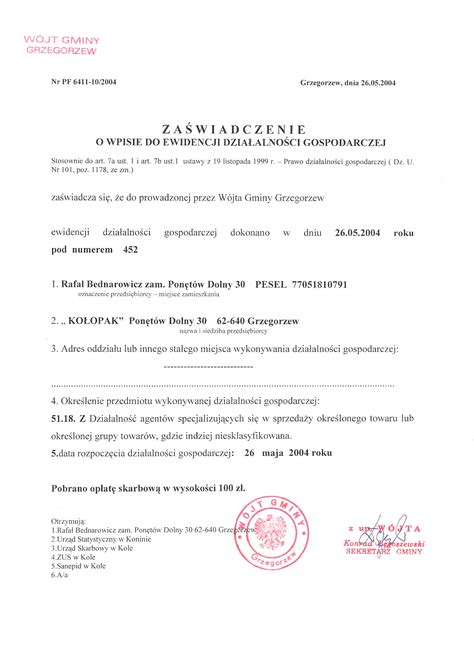Wpis do ewidencji Kołopak Świat opakowań