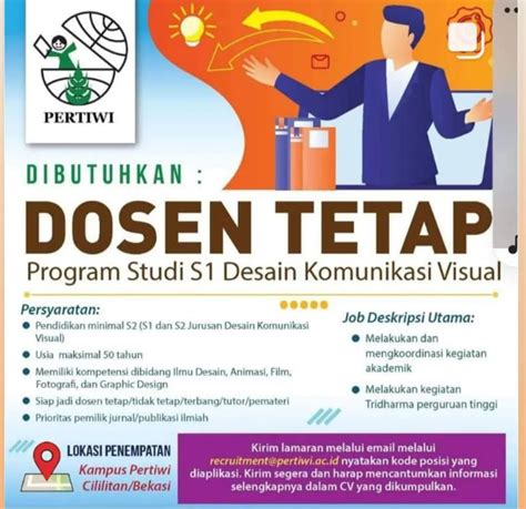 Lowongan Kerja Dosen Tetap Program Studi S Desain Komunikasi Visual Di