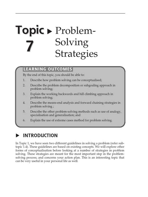 topic 7 problem solving strategies pdf analogy cognitive science