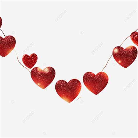 Corazones Rojos Del Día De San Valentín Con Iluminaciones PNG dibujos