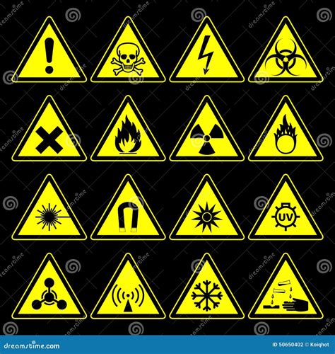 Hazard Symbols And Signs Collection Stock Vector Illustration Of High