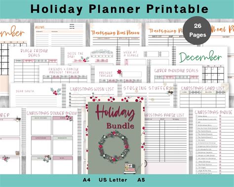 Lot de vacances planificateur de Thanksgiving planificateur de Noël