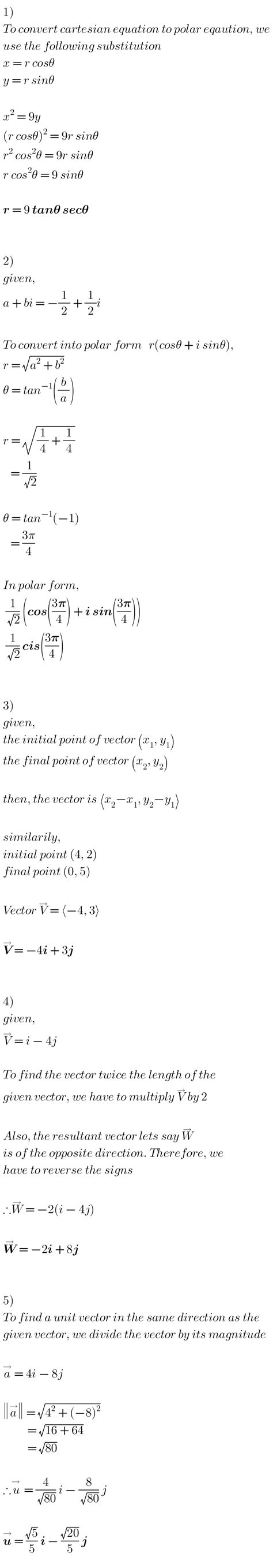 [solved] 1 convert the given cartesian equation to a polar equation use course hero