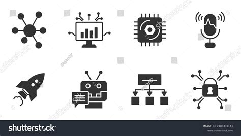 Machine Learning Icons Set Machine Learning Stock Vector Royalty Free