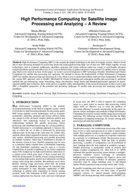 pdf high performance computing for satellite image processing and analyzing a review anshu