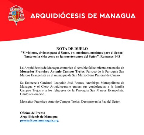 Entre Líneas No Oficial on Twitter RT arquimanagua NOTA DE DUELO