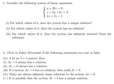 solved 4 consider the following system of linear equations