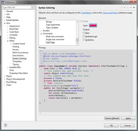 Java Change Color Of Eclipse Todo Only Not Whole Comment Stack