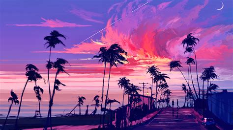 Sunset Illustration Digital Art Scenery 4k HD Wallpaper Rare Gallery