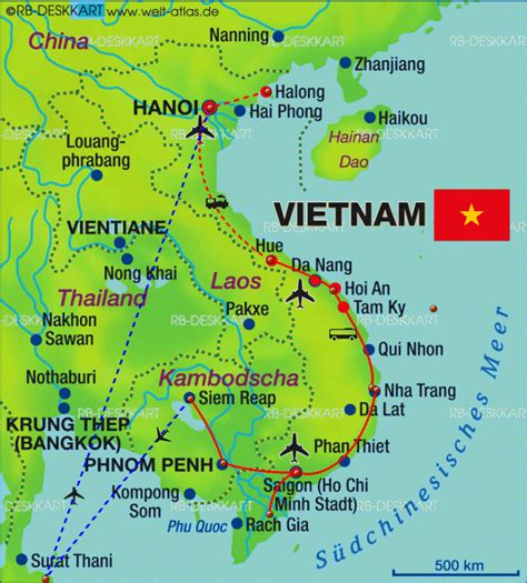 StepMap Vietnam Kambodscha Landkarte für Asien