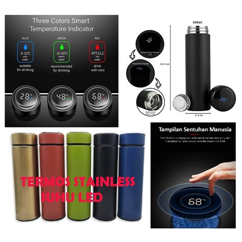 Termos Stainless SUHU LED 500ml Botol Air Minum Stainless Steel