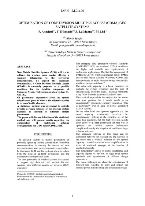 pdf optimization of code division multiple access cdma geo satellite systems