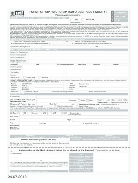 Fillable Online FORM FOR SIP MICRO SIP AUTO DEBITECS FACILITY Fax Email