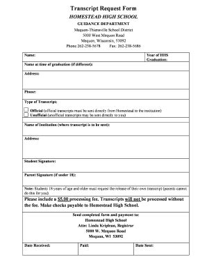 Fillable Online Www2 Mtsd K12 Wi Transcript Request Form In Pdf Form