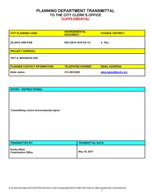 Fillable Online TRANSMITTAL TO CITY COUNCIL LA City Clerk City Of