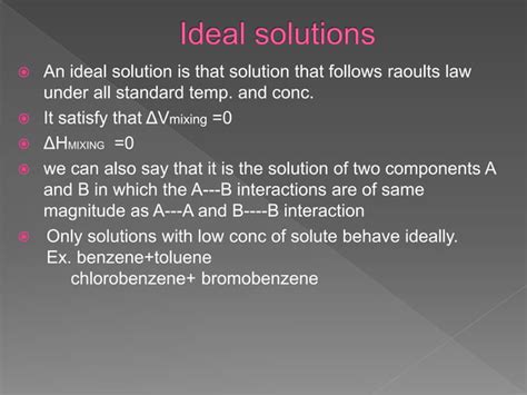 ideal solution and non ideal solution
