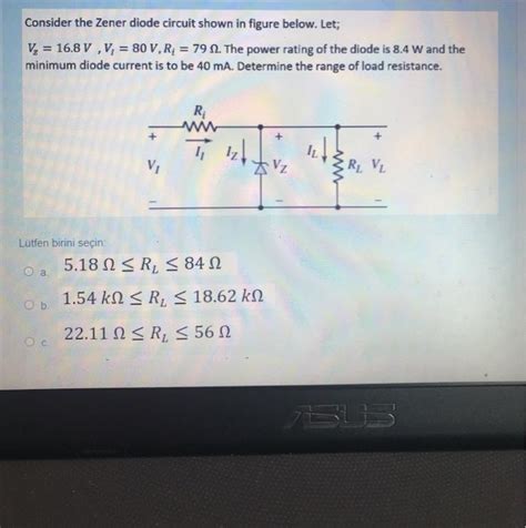Solved Consider The Zener Diode Circuit Shown In Figure Chegg