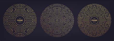 Vector Set Of Art Deco Linear Circles Round Borders Frames